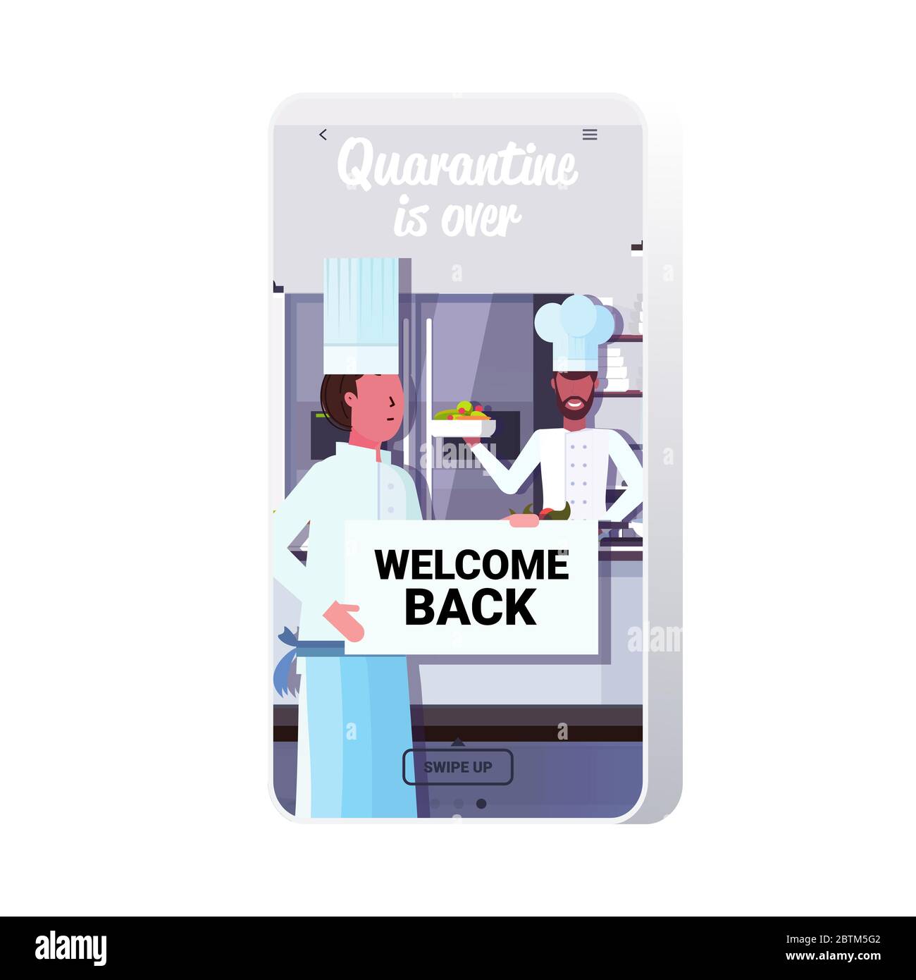 chef cooks holding welcome back sign board coronavirus quarantine is ...