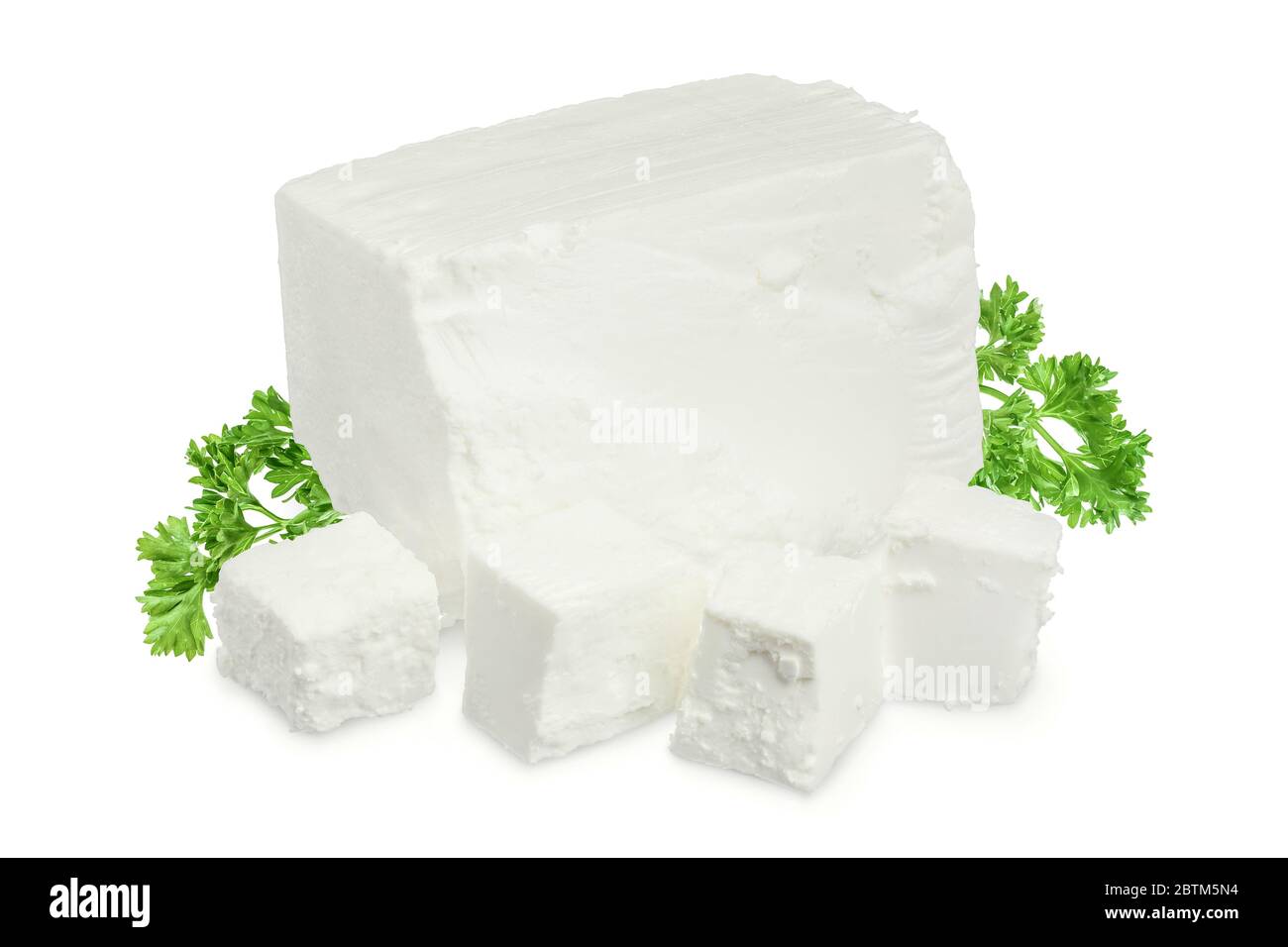 Feta cheese isolated on white background. With clipping path and full ...