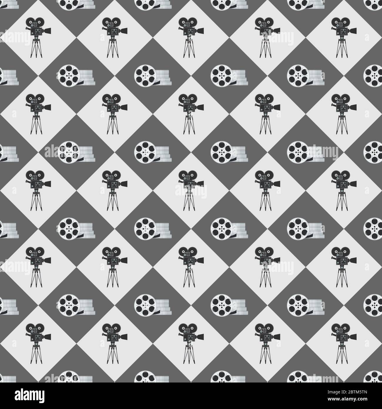 Cinema seamless pattern. Wallpaper with movie camera and film reel ...