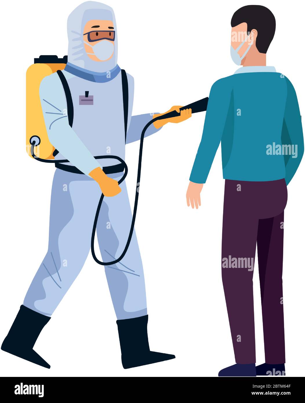 biosafety worker with sprayer portable and man Stock Vector Image & Art ...