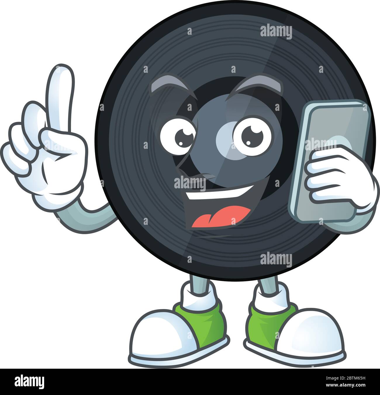 cartoon drawing concept of music viynl disc speaking with friends on ...