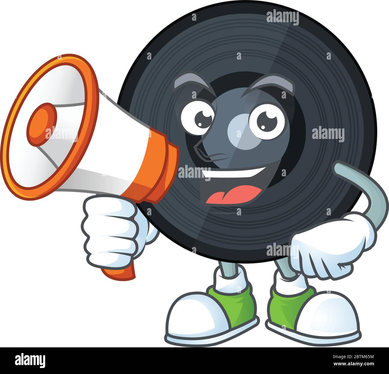 An image of music viynl disc cartoon design style with a megaphone ...