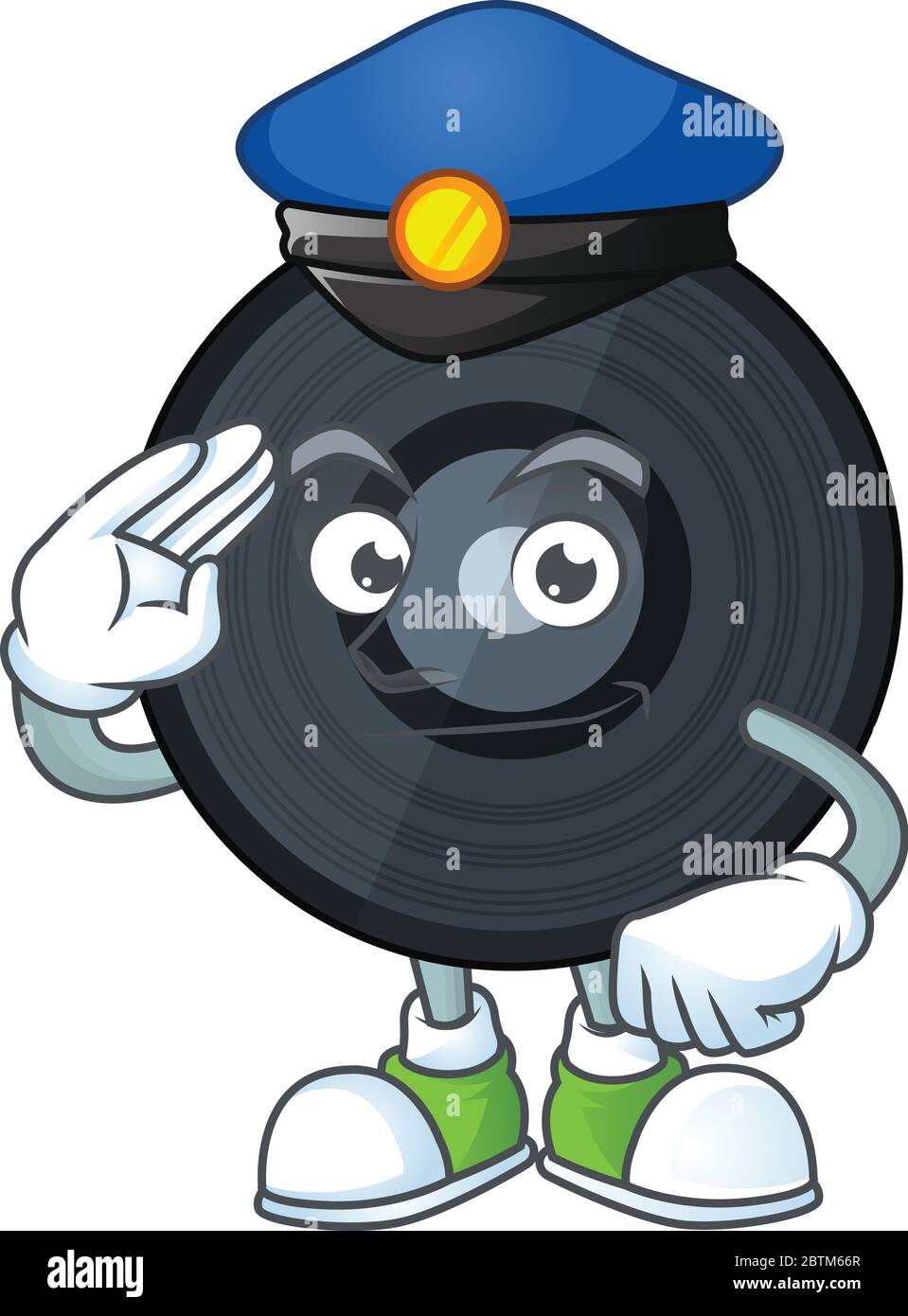 A dedicated Police officer of music viynl disc cartoon drawing concept ...
