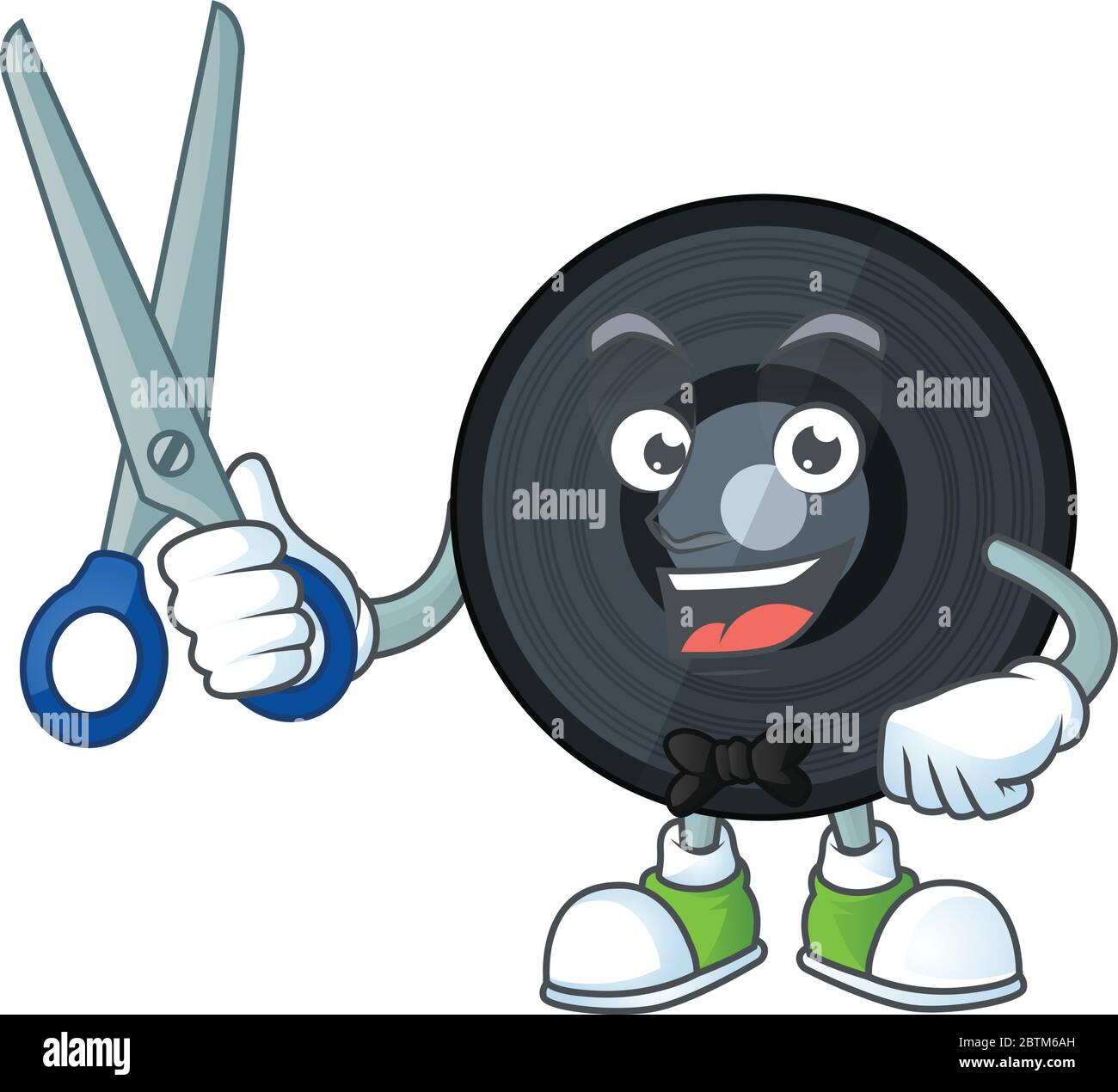 A picture of music viynl disc Barber cartoon character working with ...
