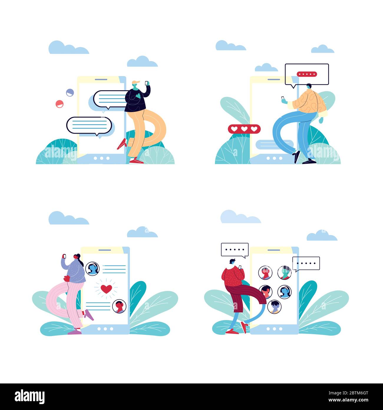 people and smartphones chatting, chat bubble vector illustration design ...