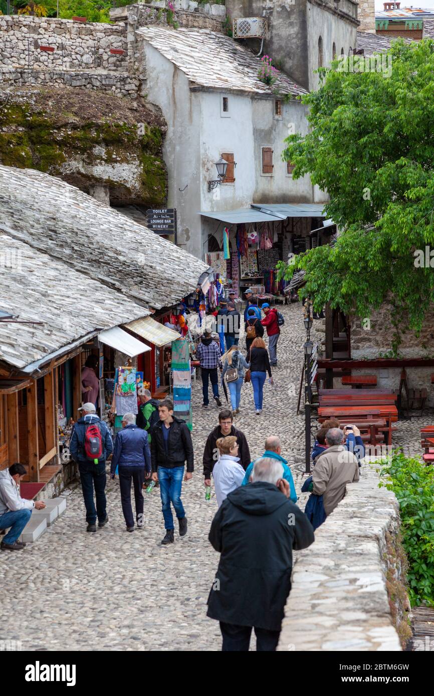 People in historic centre of Mostar, Bosnia and Hercegovina Stock Photo ...