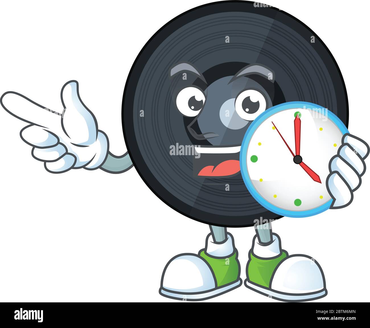 cartoon drawing concept of music viynl disc with a circle clock Stock ...