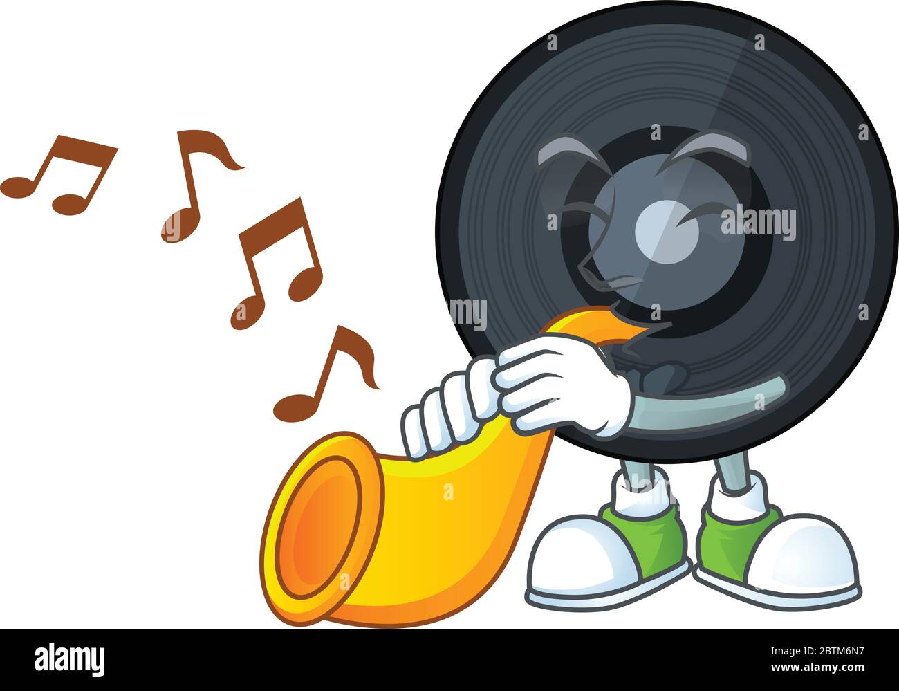 Talented musician of music viynl disc mascot design playing music with ...