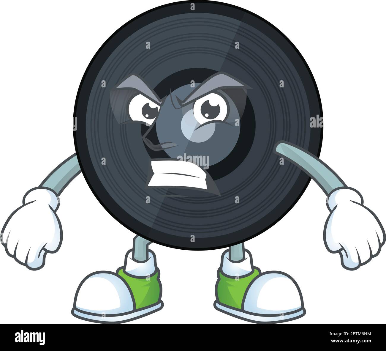 cartoon drawing of music viynl disc showing angry face Stock Vector ...