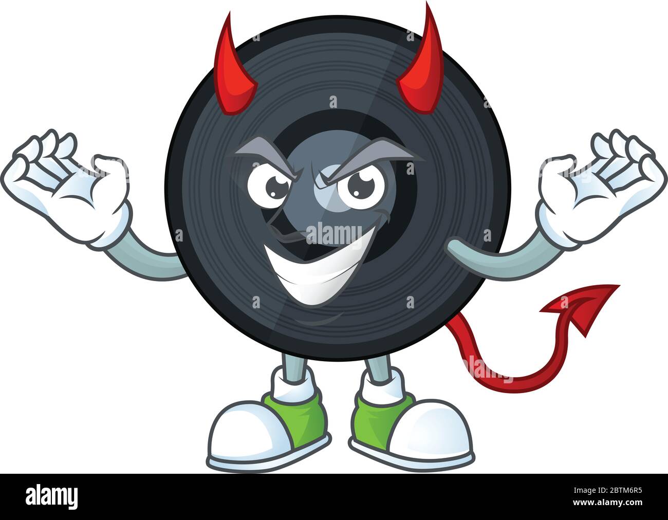 A cartoon image of music viynl disc as a devil character Stock Vector ...