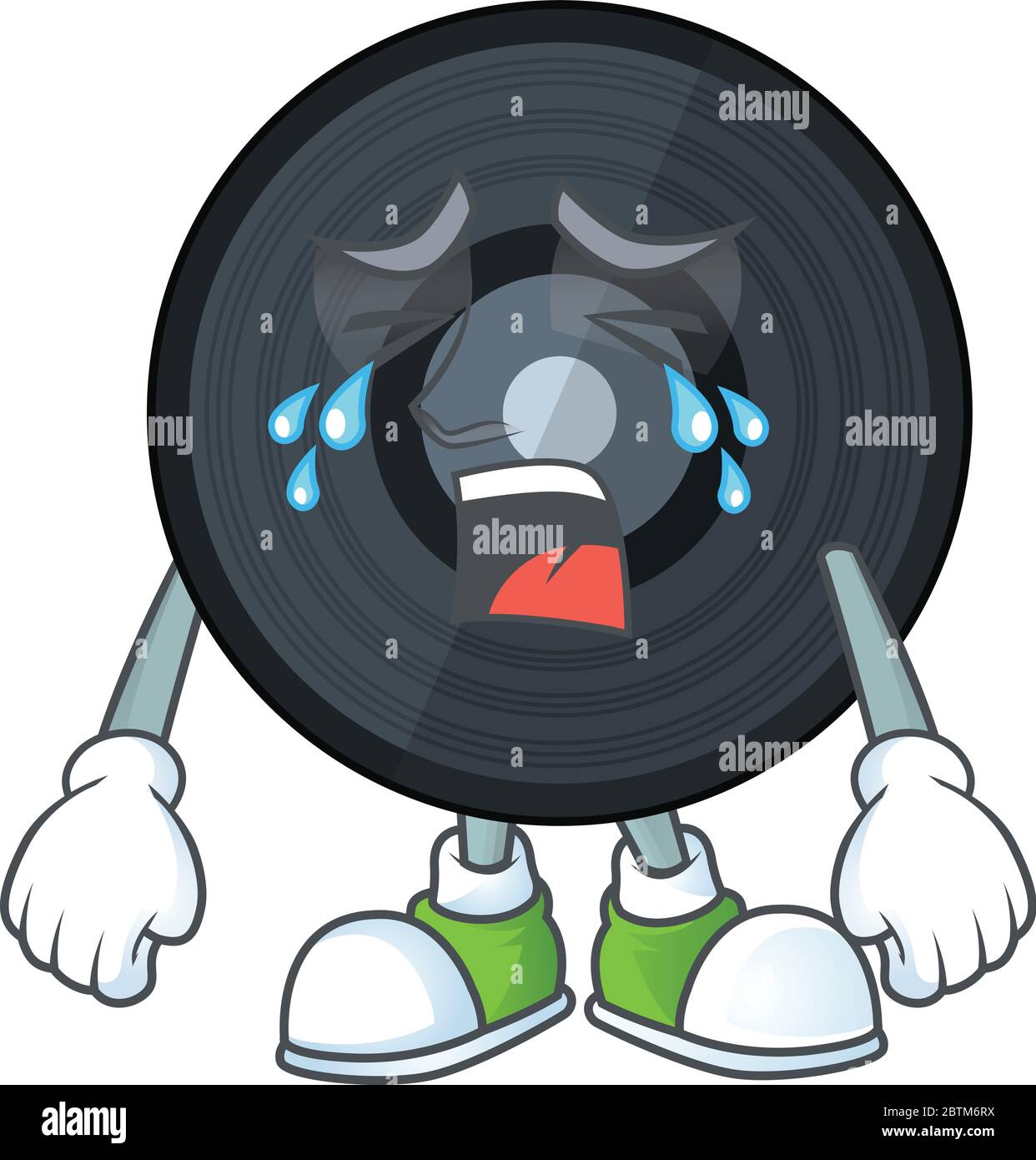 A crying music viynl disc cartoon character drawing concept Stock ...