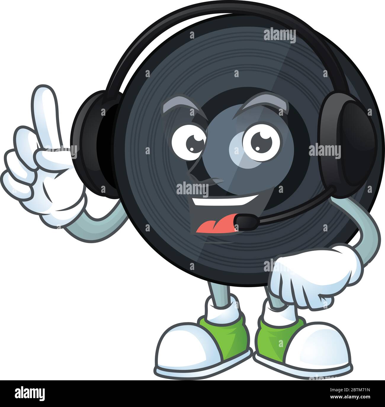 Music viynl disc cartoon character style speaking with friends on ...
