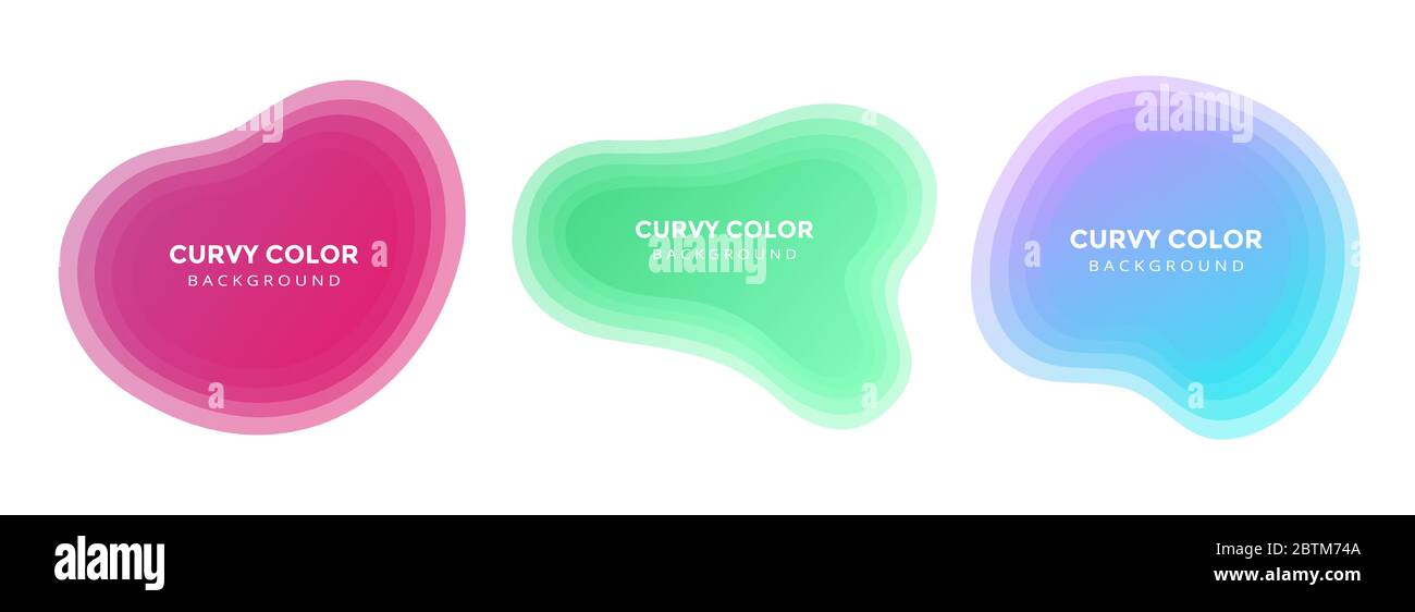 3 Modern liquid abstract blur blob set topographic depth gradient flat ...