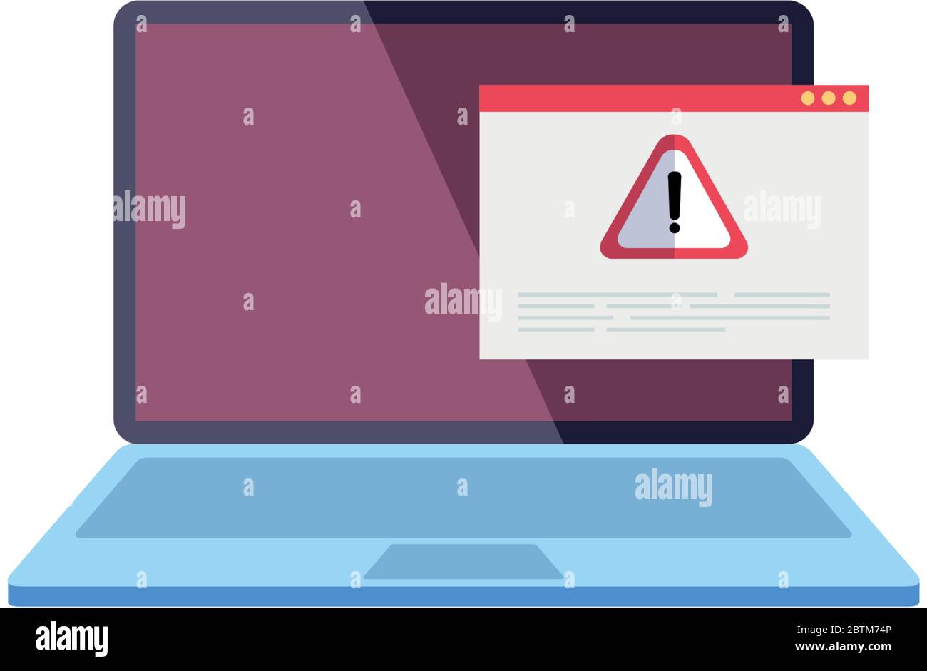 laptop with warning notification icon Stock Vector Image & Art - Alamy