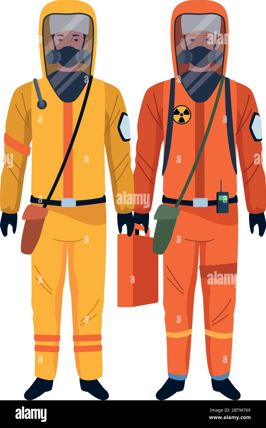 workers wearing biosafety suits characters Stock Vector Image & Art - Alamy