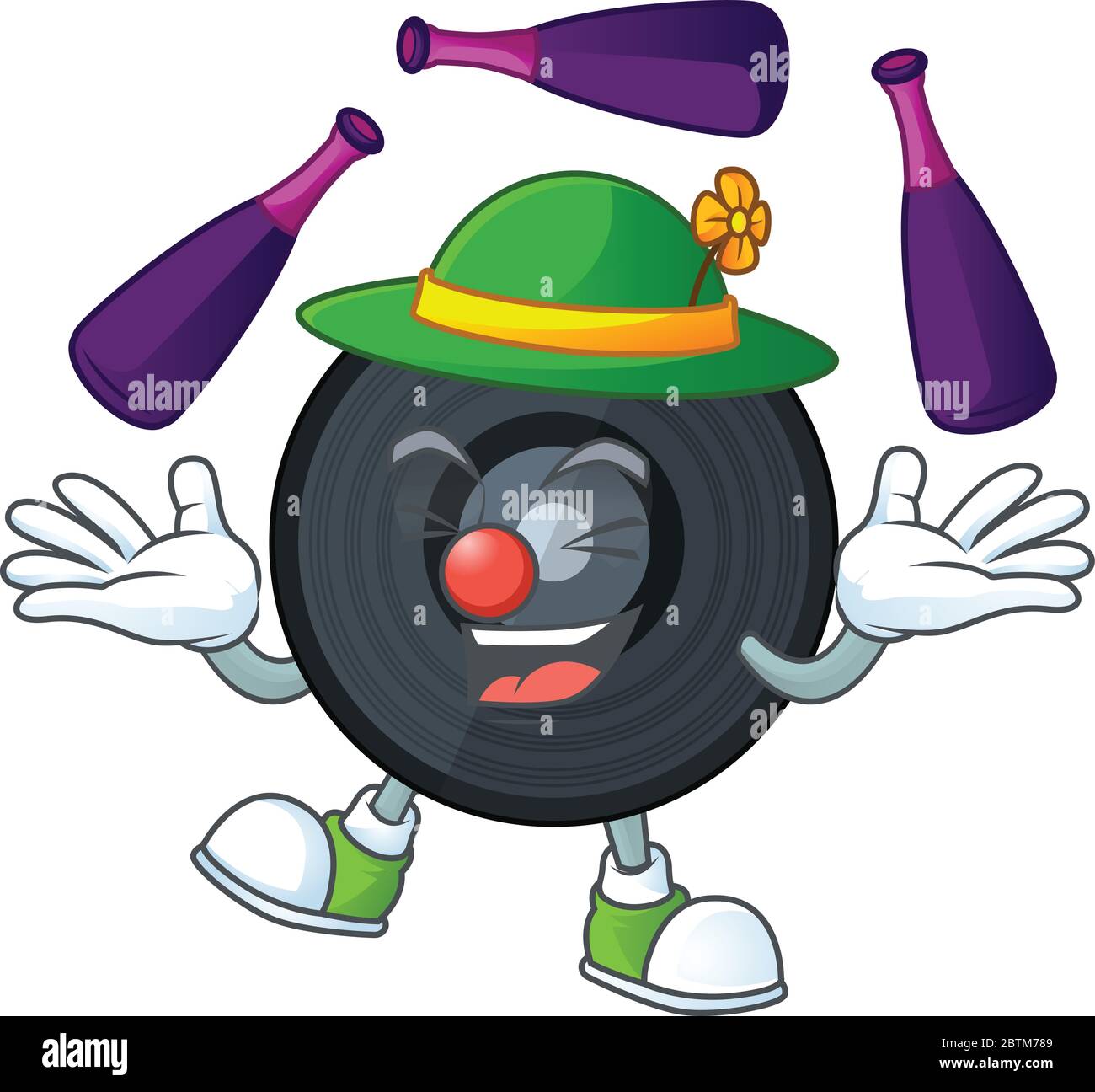 Music viynl disc mascot cartoon design playing Juggling on circus Stock ...