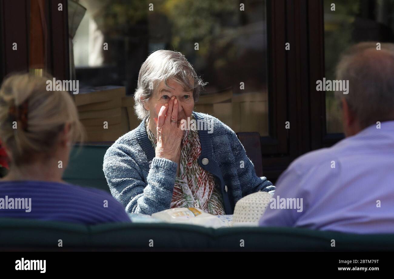 Margaret Yeoman, 90, sees her son John Yeoman, 62, and his wife Denise ...