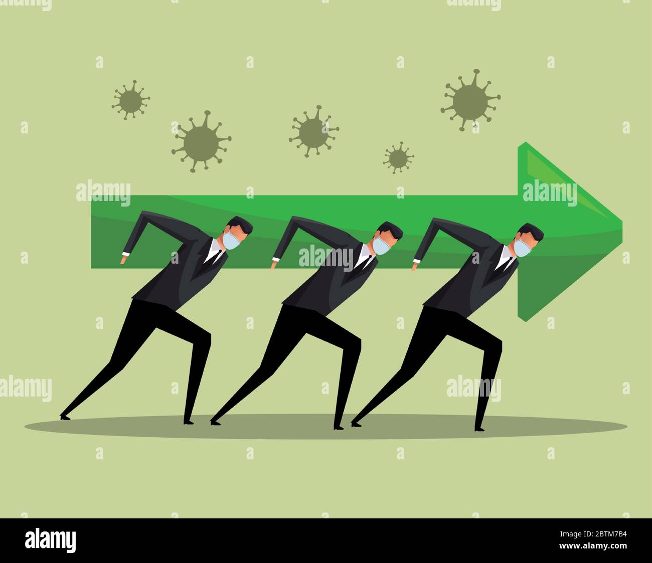 businessmen wearing medical mask lifting arrow success Stock Vector Image & Art - Alamy