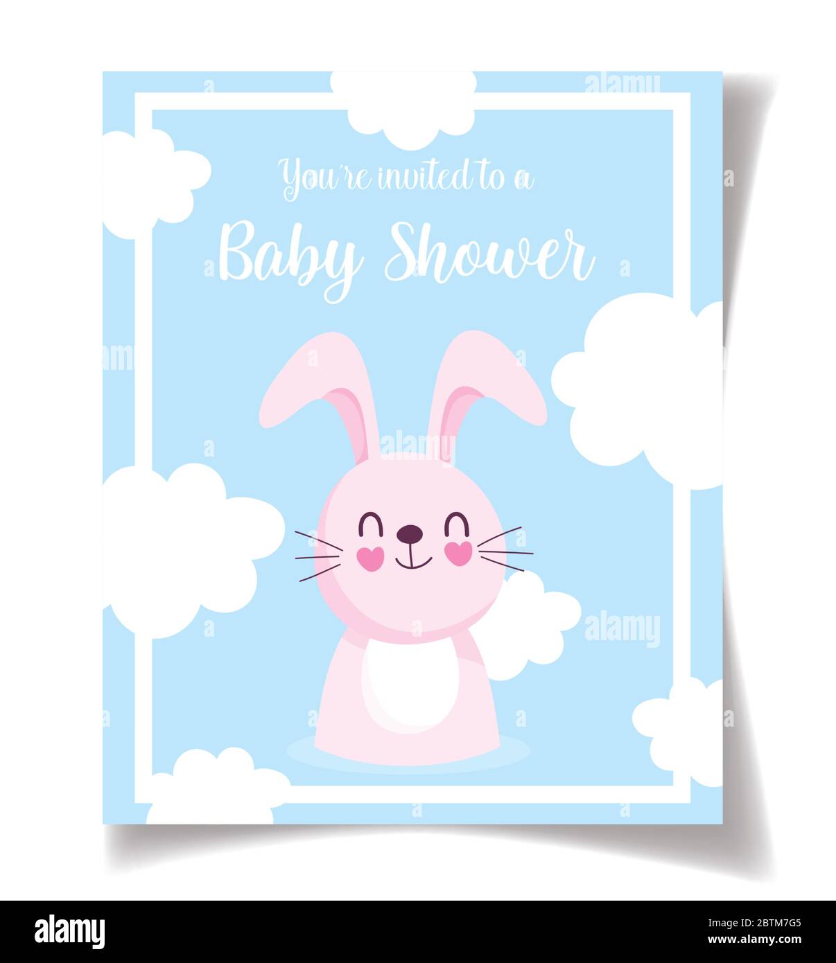 baby shower cute pink rabbit celebration, welcome invitation template ...