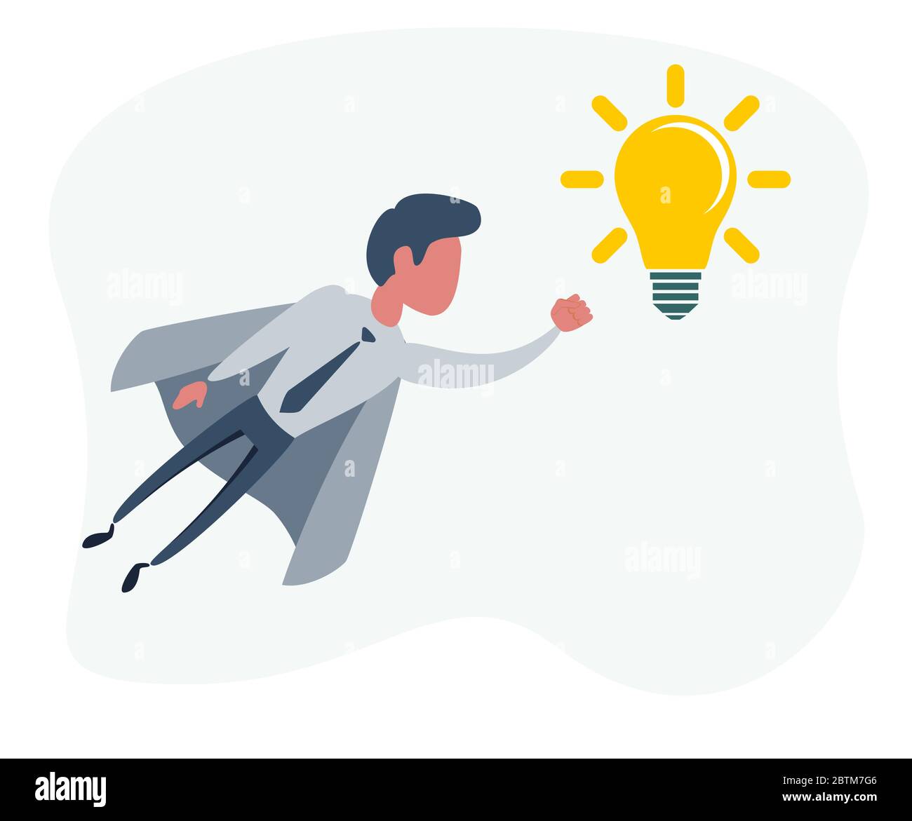 Businessman superhero holding creative lightbulb. Business idea concept ...