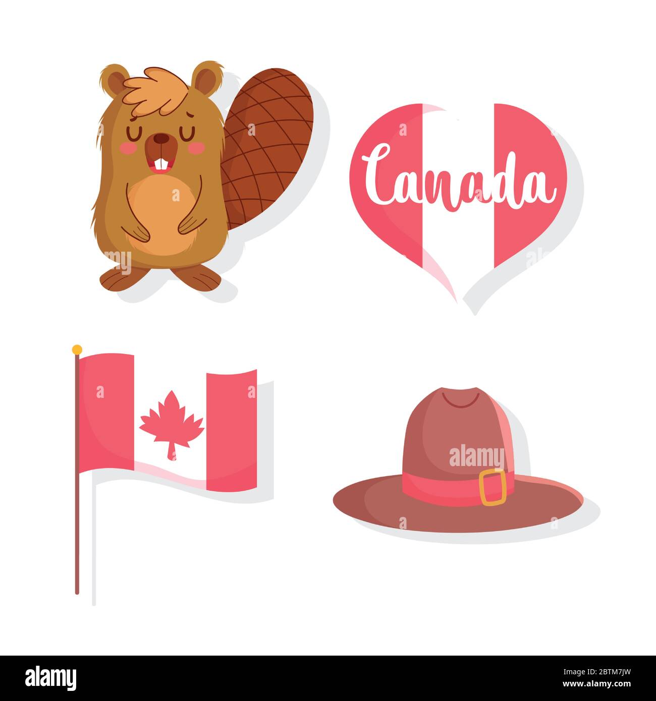Beaver with canadian flag heart and hat design, Happy canada day ...