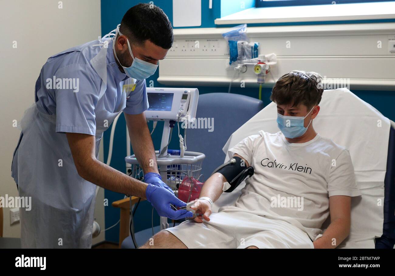 Patient Chay Godfrey is treated by staff nurse Elia Sarno in the ...