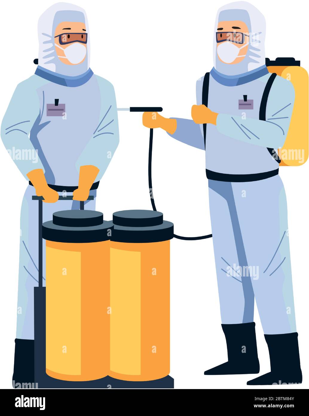 biosafety workers with sprayer portable and tanks Stock Vector Image ...
