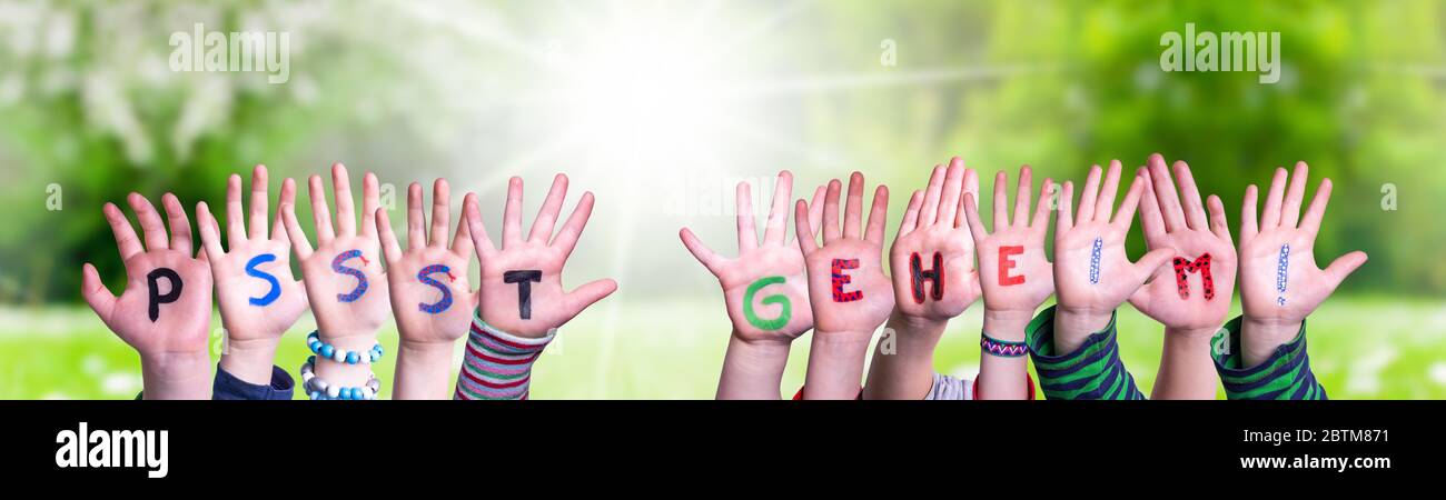Children Hands Building Word Pssst Geheim Means Pssst Secret, Grass ...
