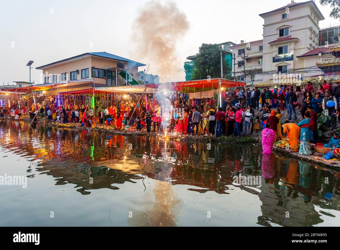 Kathmandu,Nepal - November 1,2019: Hindu devotees Celebrating Chhath ...