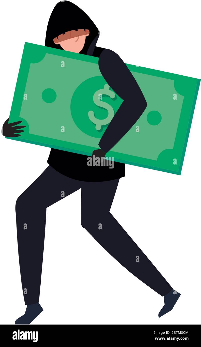 hacker with dollar money cash on white background Stock Vector Image ...