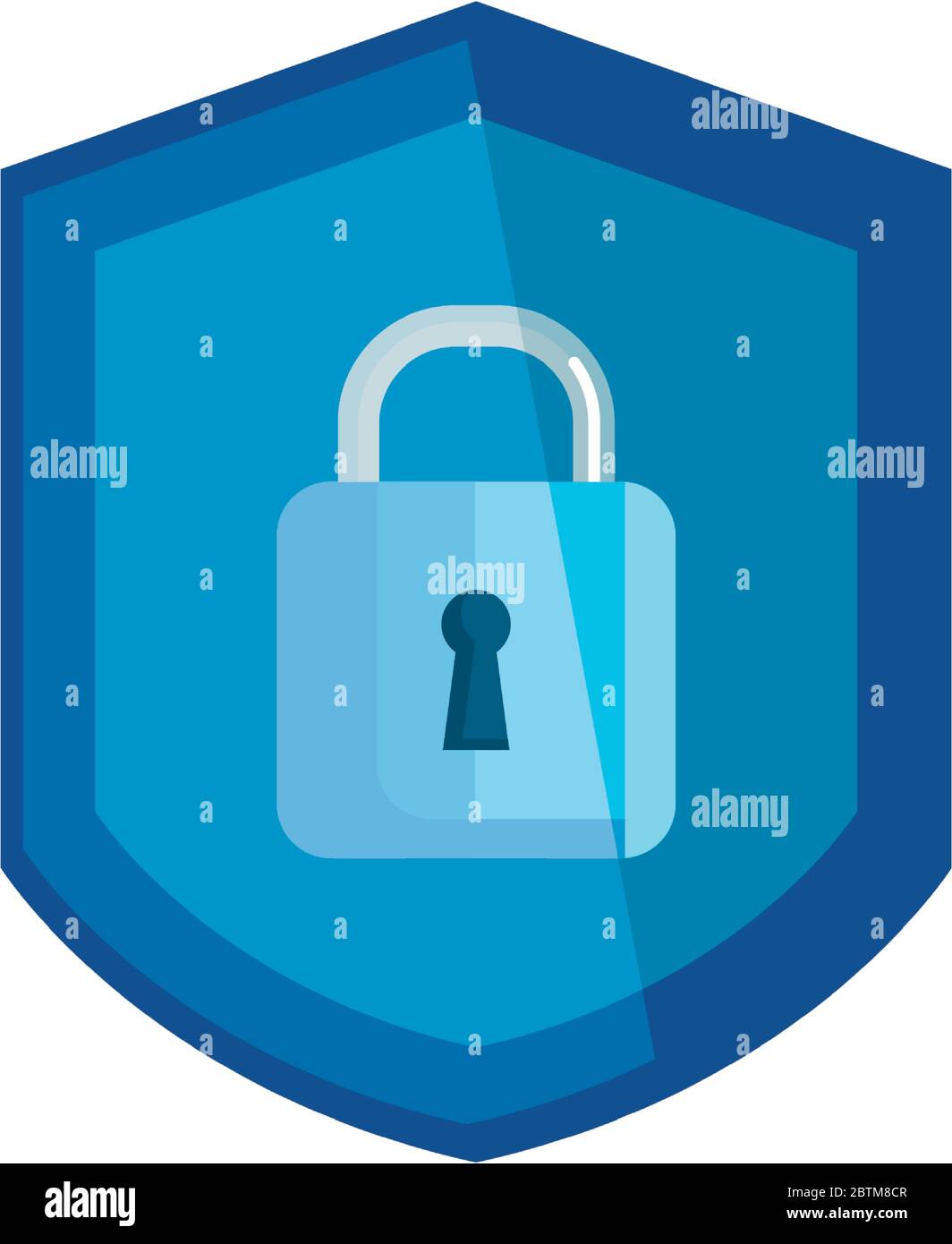 padlock symbol inside shield , safety and security protection on white ...