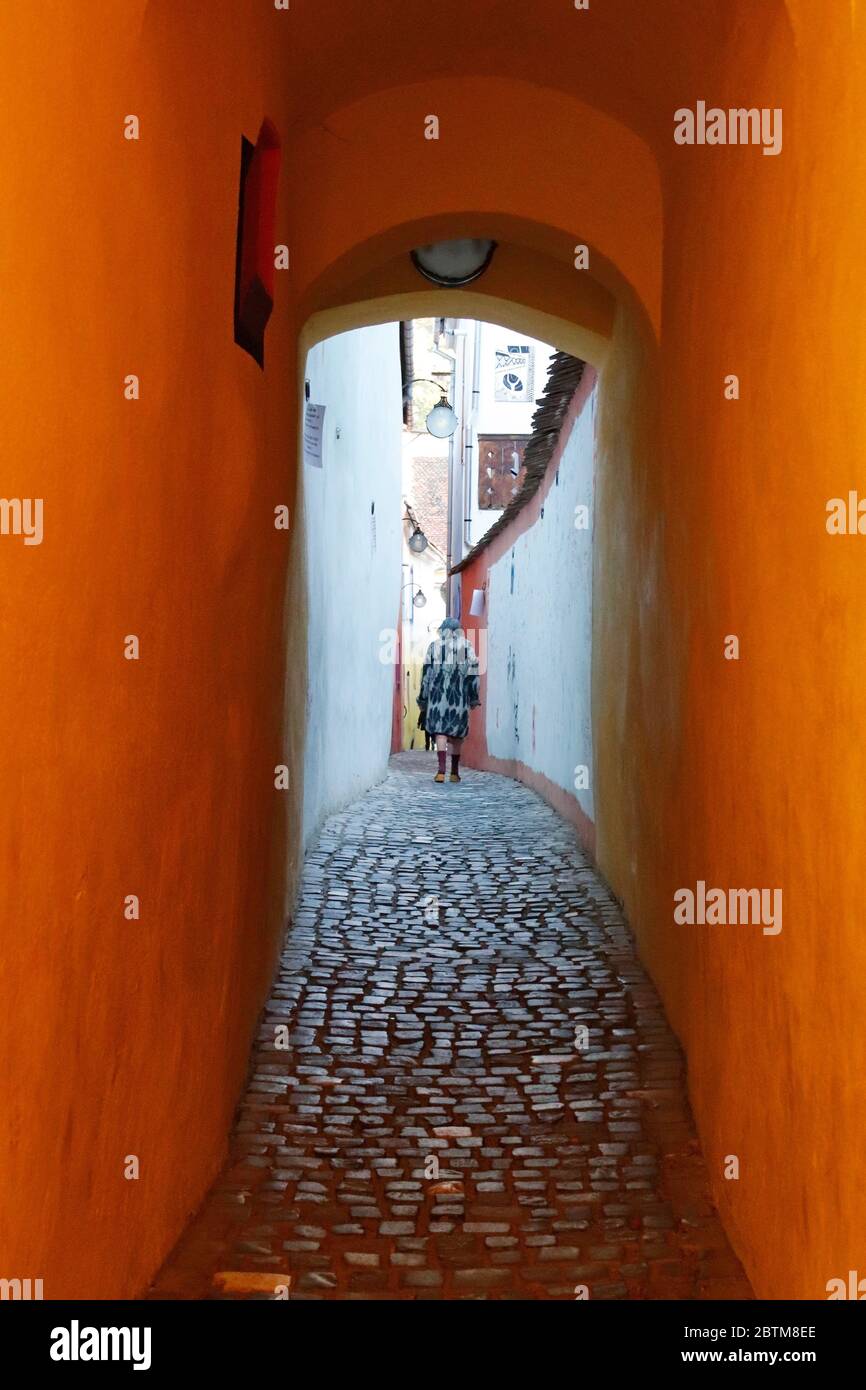 Strada Sforii in Brasov, Romania, one of the narrowest streets in ...