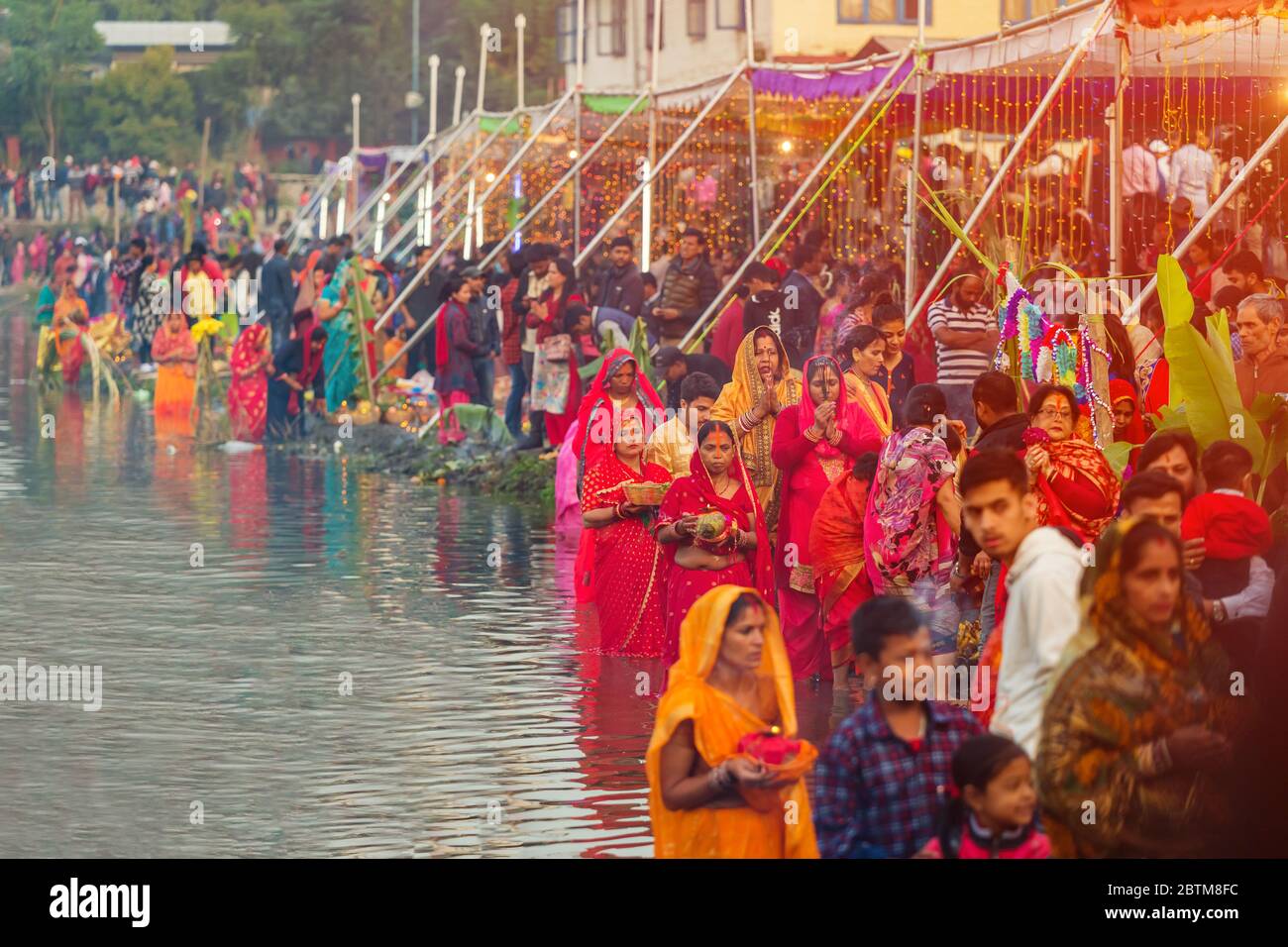 Kathmandu,Nepal - November 1,2019: Hindu devotees Celebrating Chhath ...