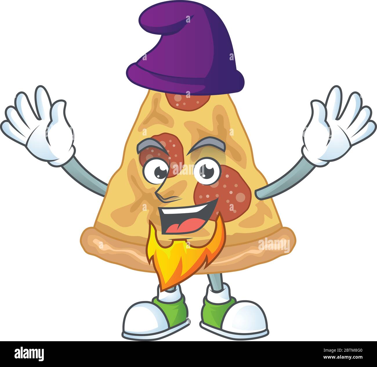 A charming fairytale of slice of pizza Elf cartoon drawing concept ...
