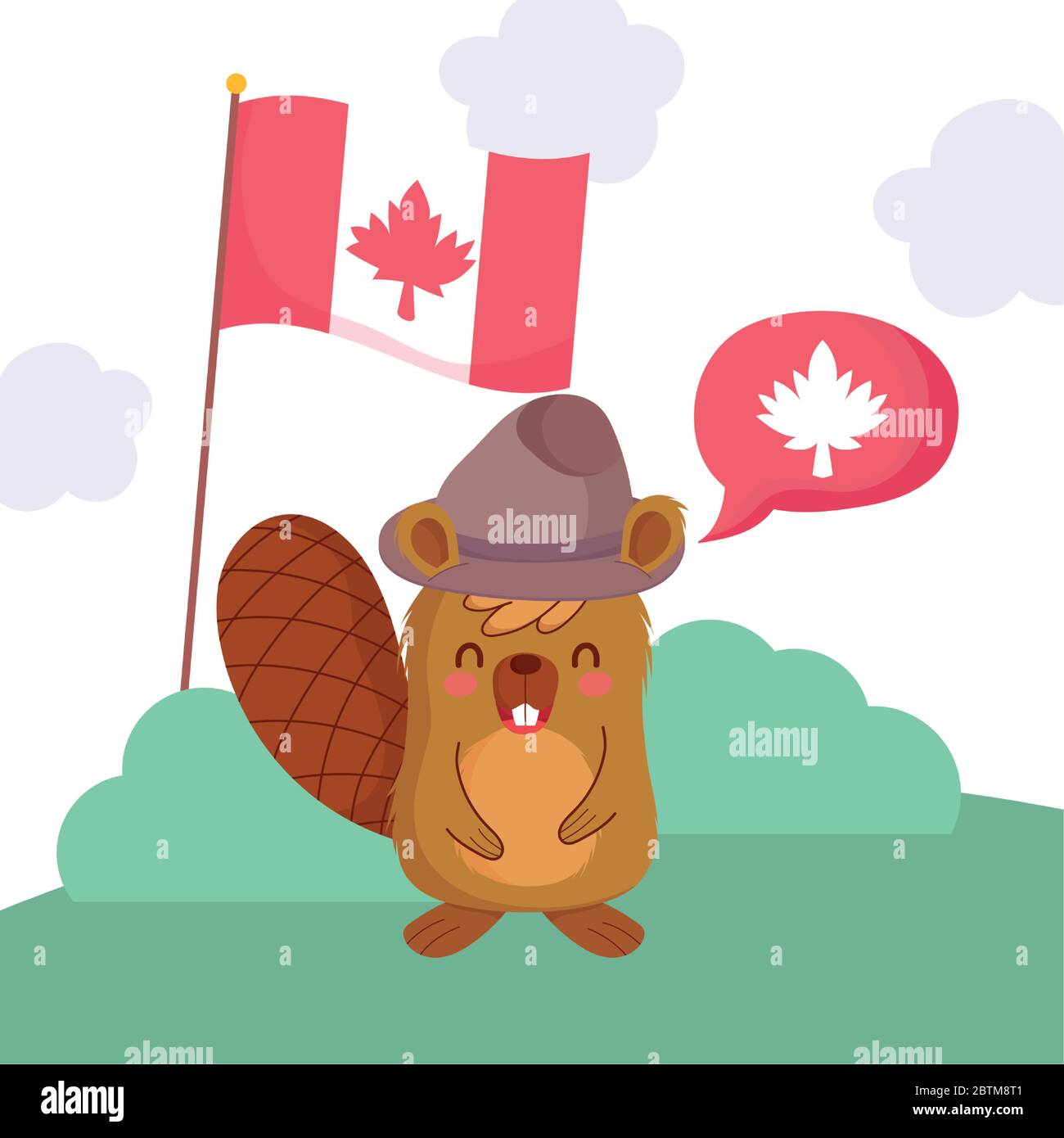 Beaver with canadian flag and bubble design, Happy canada day holiday ...