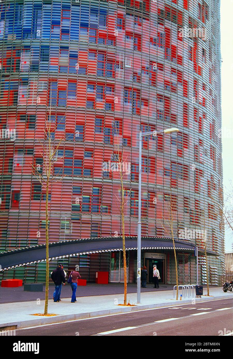 Facade of Agbar tower. Diagonal avenue, Barcelona, Catalonia, Spain ...