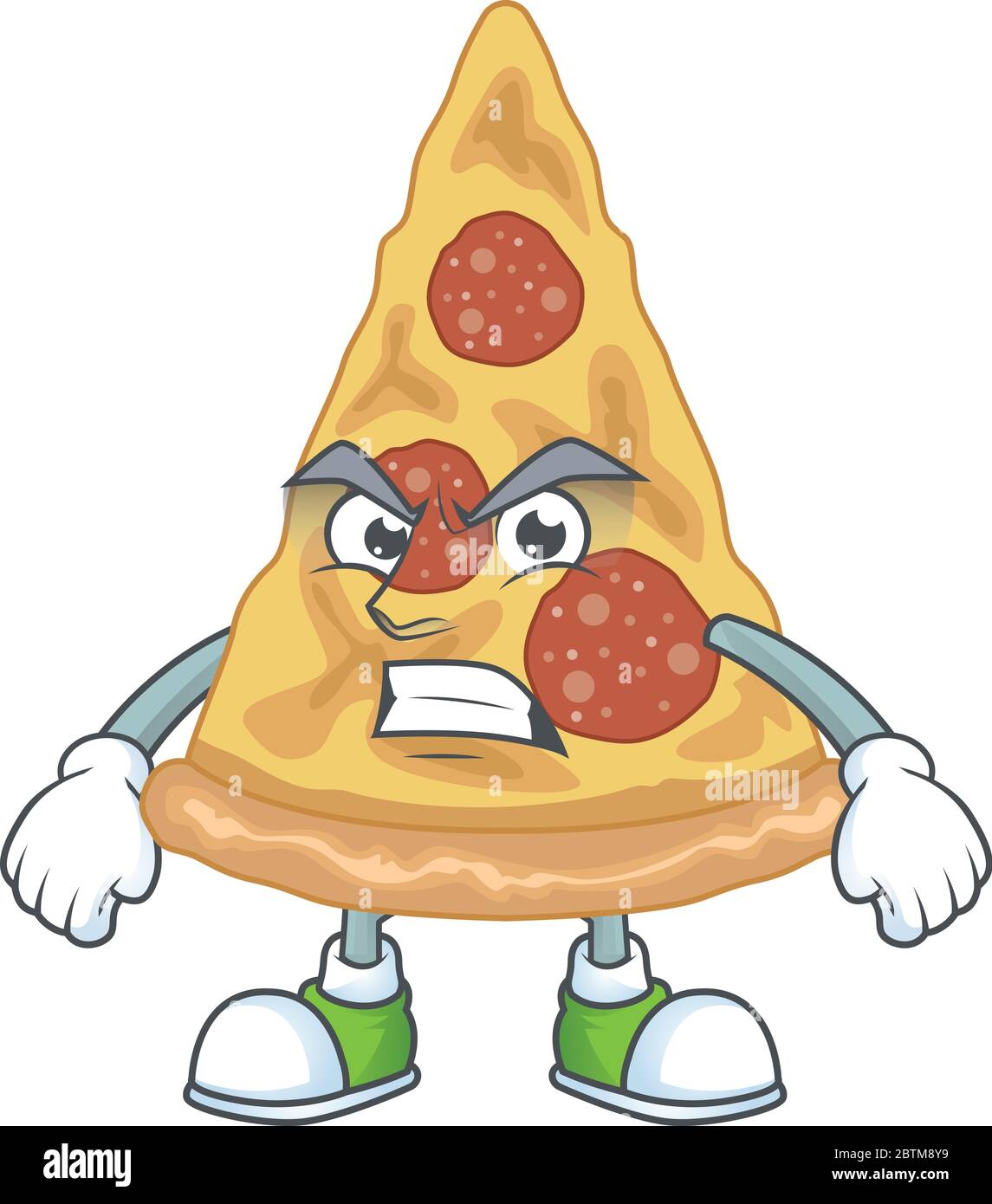 cartoon drawing of slice of pizza showing angry face Stock Vector Image ...