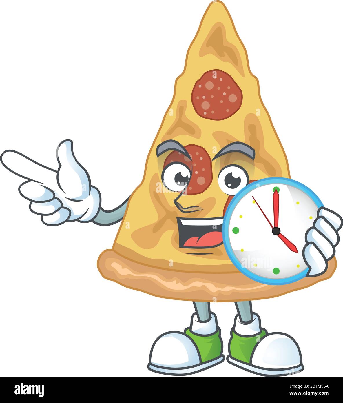 cartoon drawing concept of slice of pizza with a circle clock Stock ...