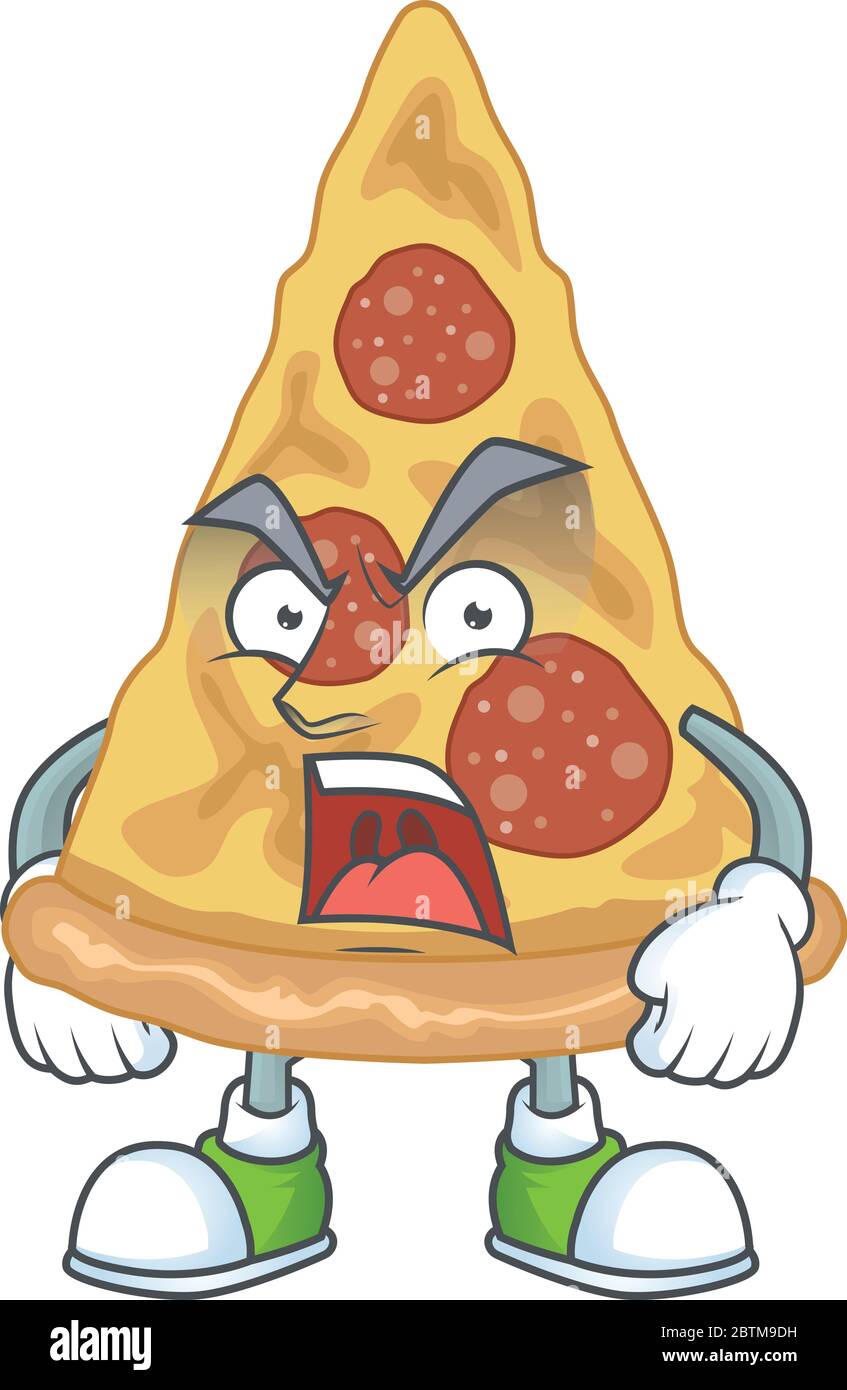 Slice of pizza cartoon drawing style with angry face Stock Vector Image ...