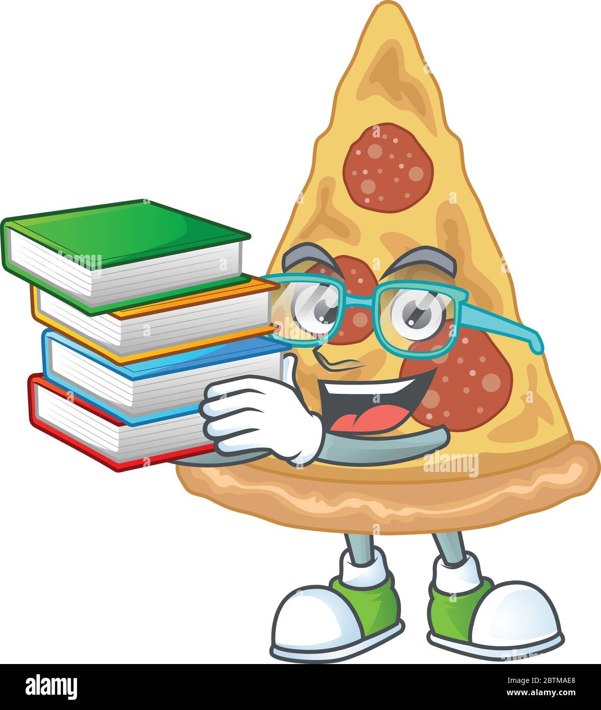 A mascot design of slice of pizza student having books Stock Vector ...