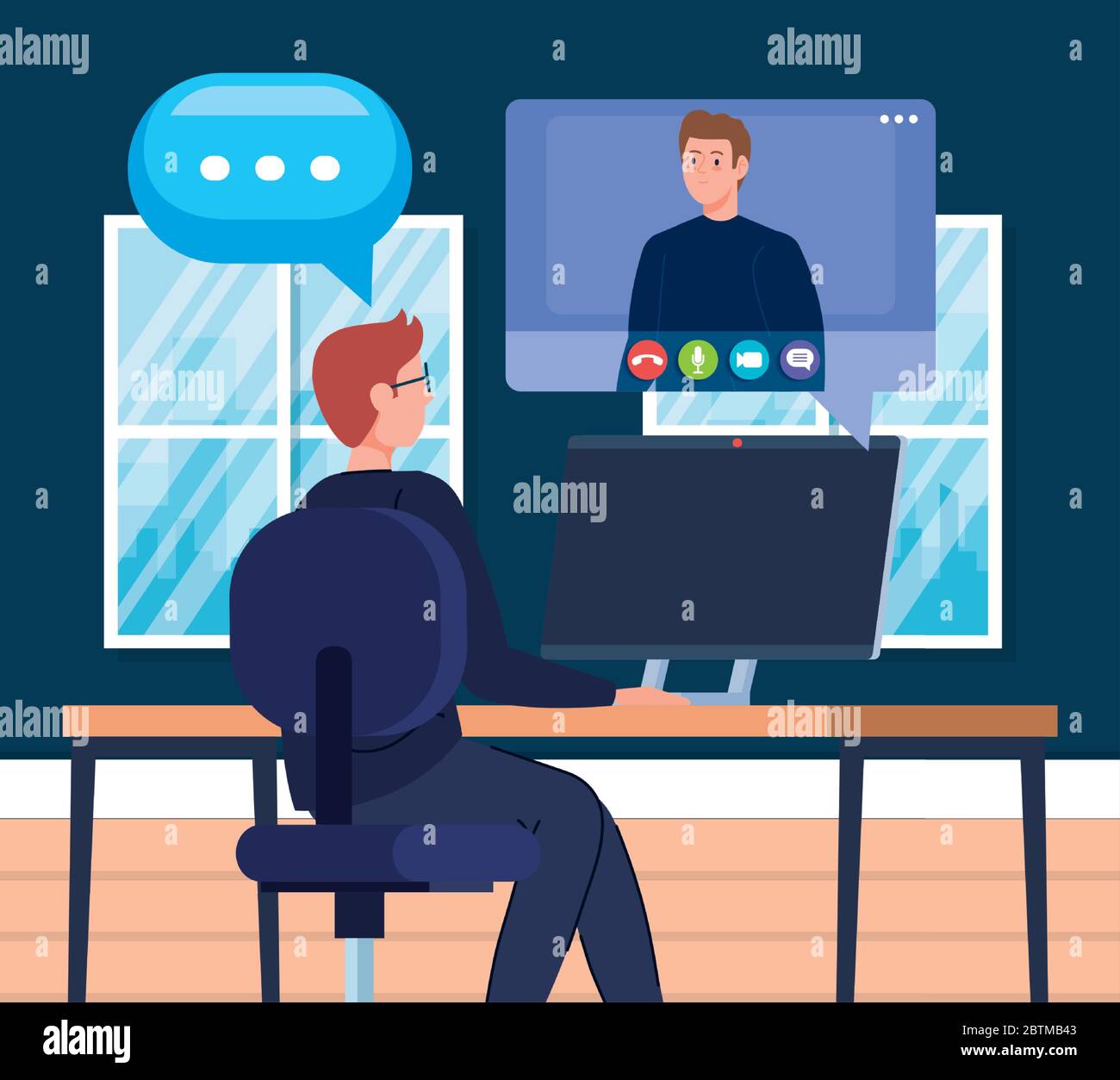 men in conference video call with colleague Stock Vector Image & Art ...