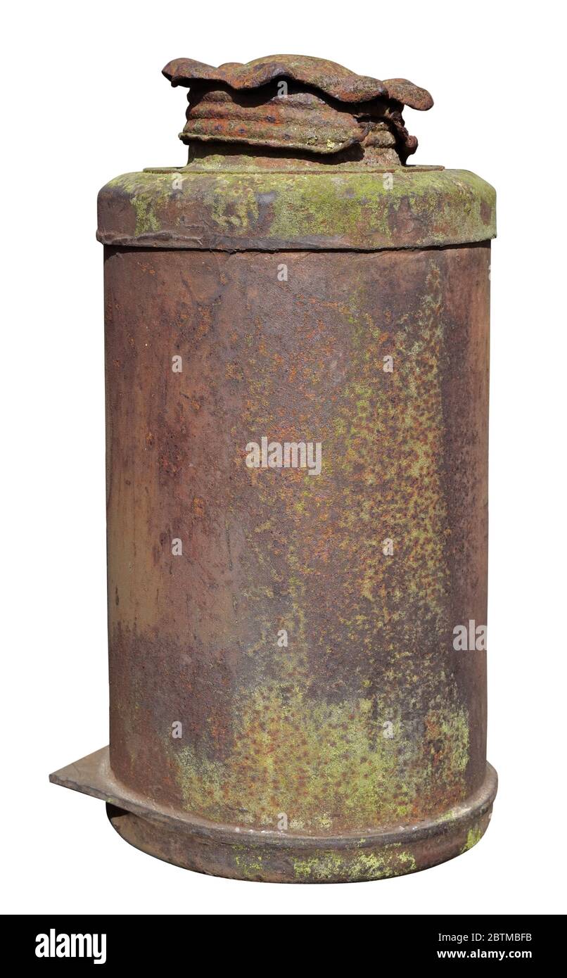 Old rusty vintage metal steel tank for motor oil from agricultural ...