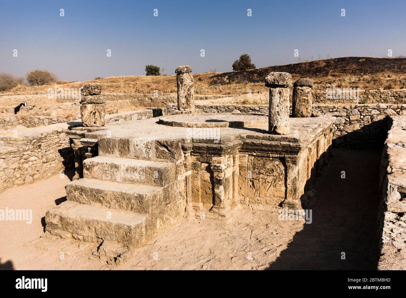 Sircap Ruins in Ancient city of Taxila, Double-Headed Eagle Stupa ...