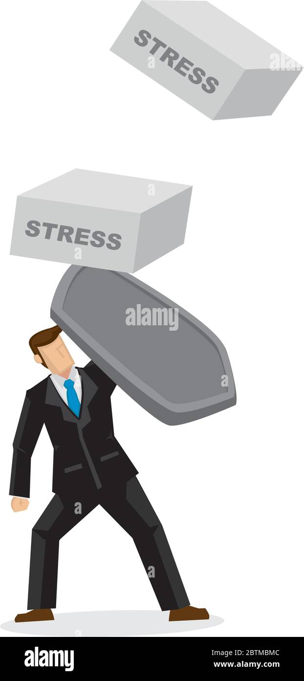 Businessman using a shield to protect himself from the stress. Concept ...