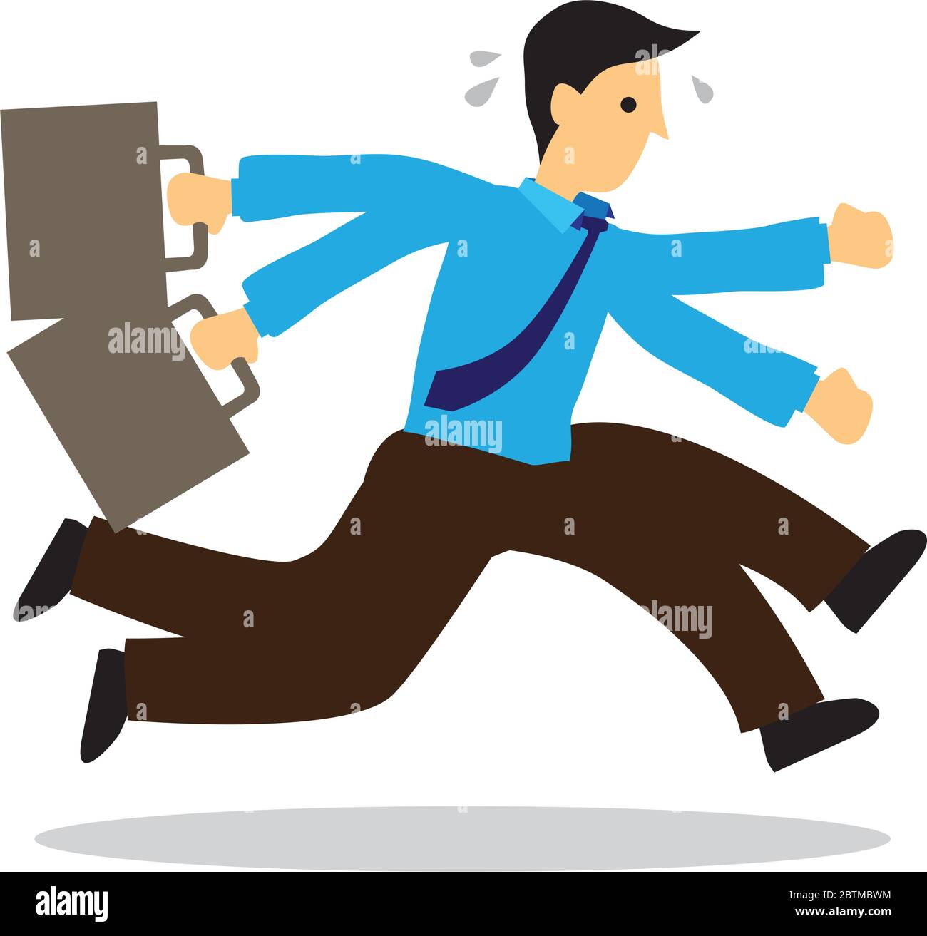Stressed anxious businessman in a hurry running. Concept of urgency or deadline. Flat isolated ...
