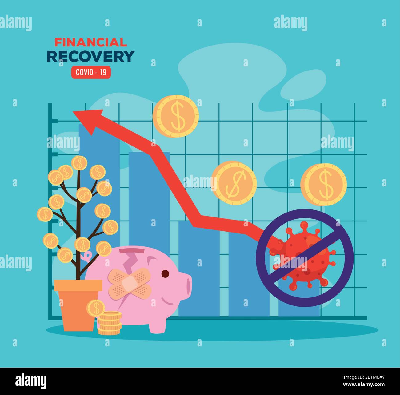 global financial recovery of market after covid 19, infographic with ...
