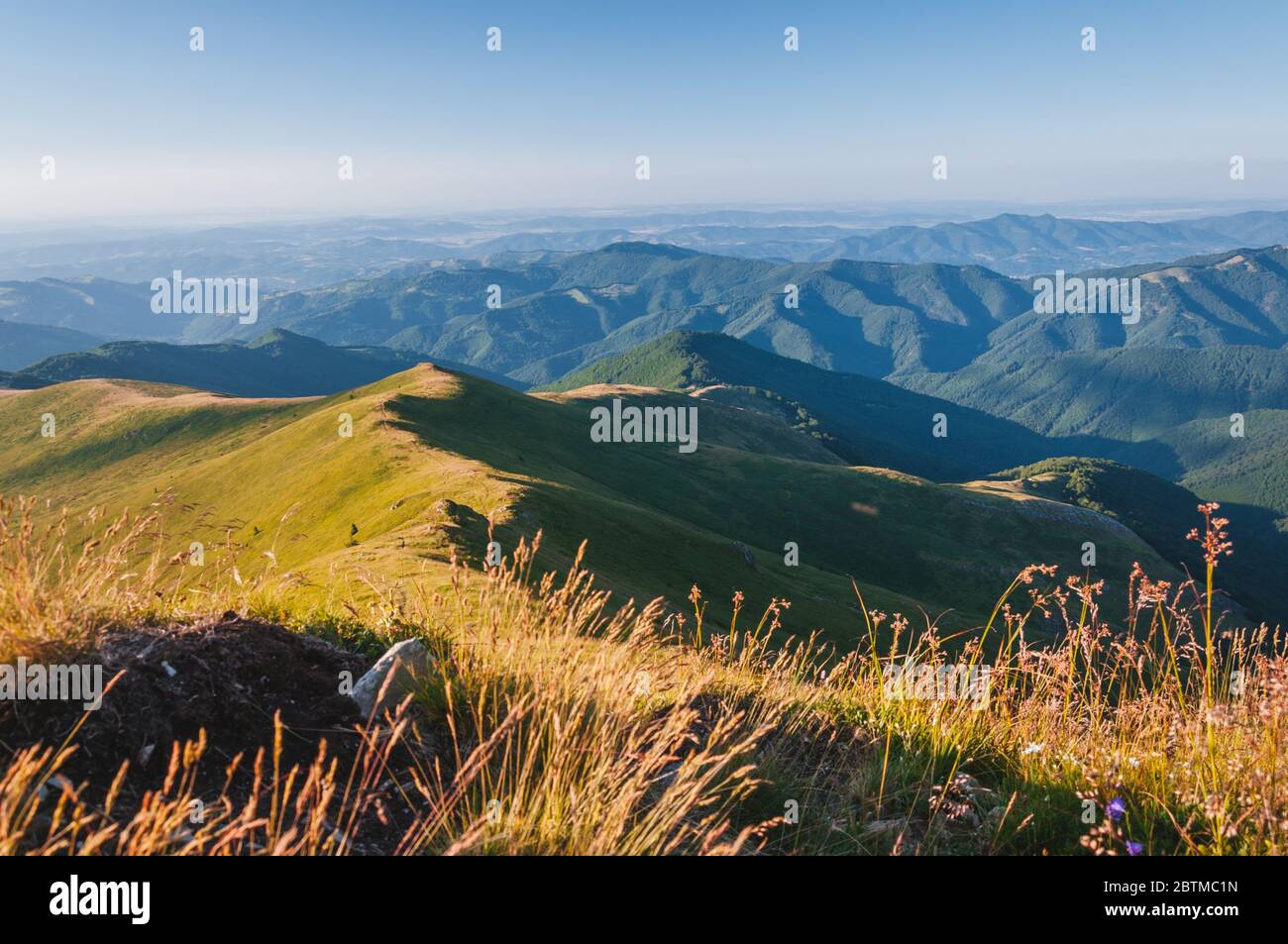 Mountain scenery in a warm sunny summer day. Stara planina, Bulgaria ...