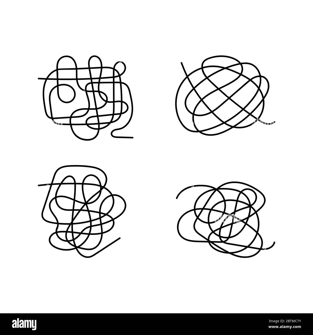 Scribble tangled lines collection. Messy ropes isolated on white ...