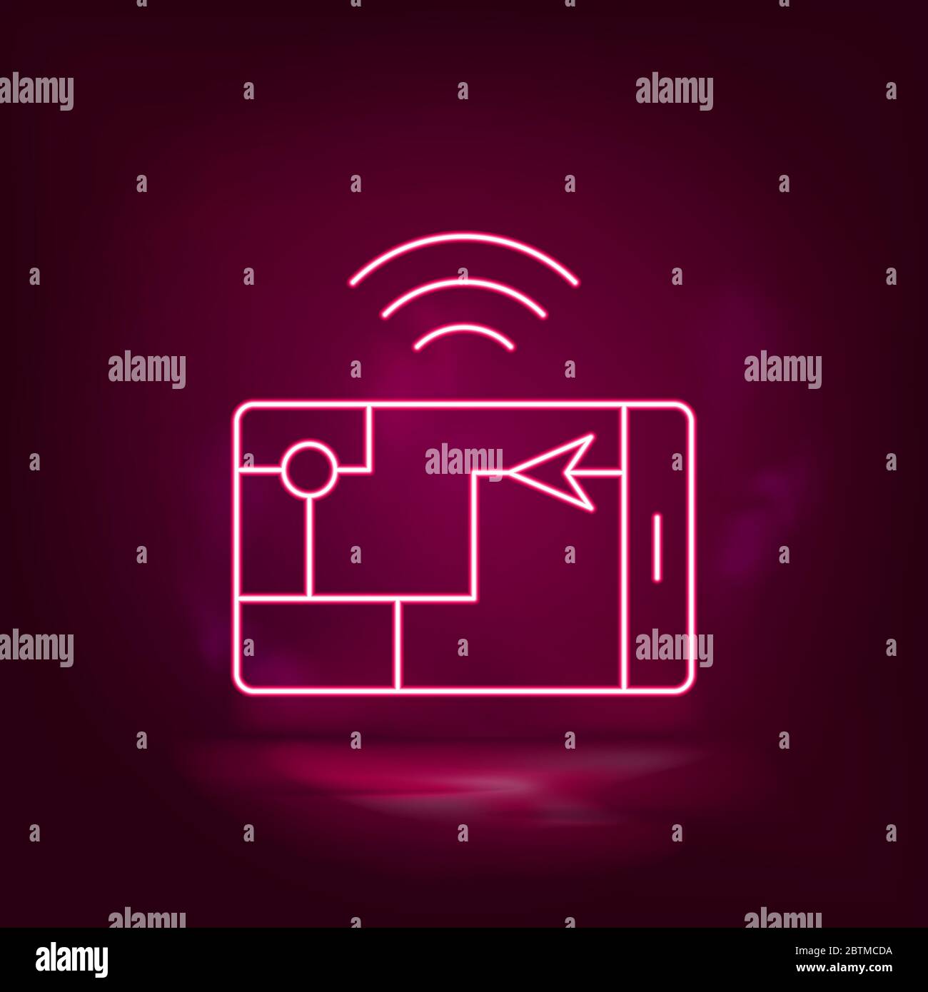 Gps, smart, location neon icon - vector Artificial intelligence Stock ...