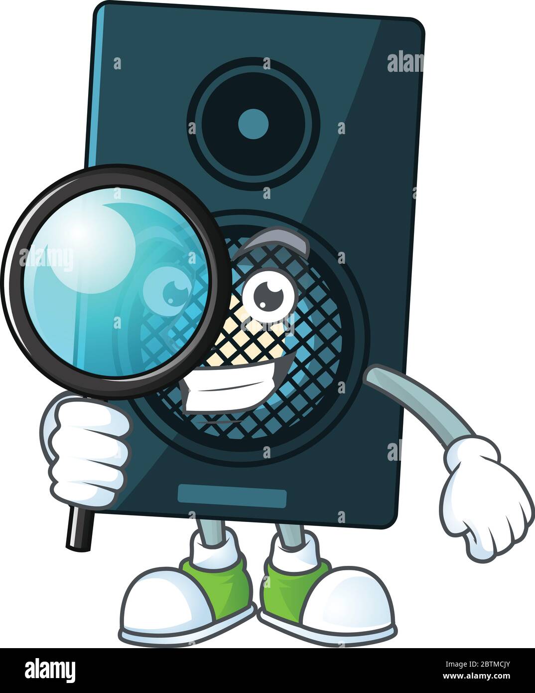 cartoon drawing concept of sound system working as a Private Detective ...